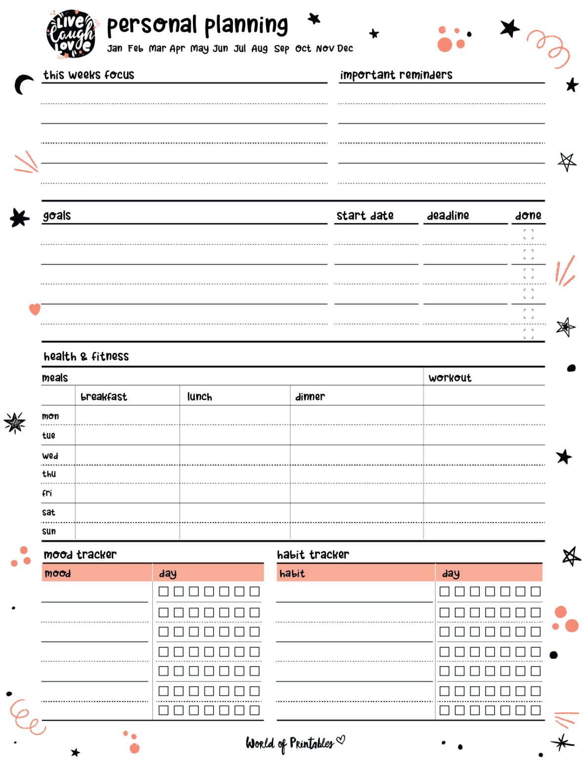Download Personal Planner Templates PDF - World of Printables