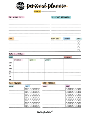 Download Personal Planner Templates PDF - World of Printables