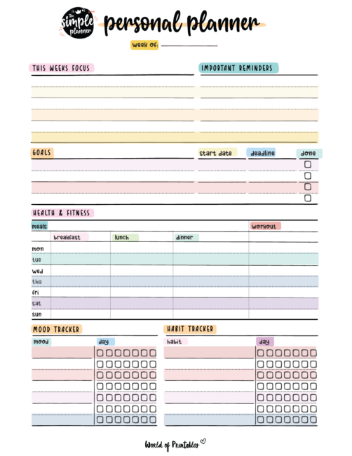 Download Personal Planner Templates PDF - World of Printables