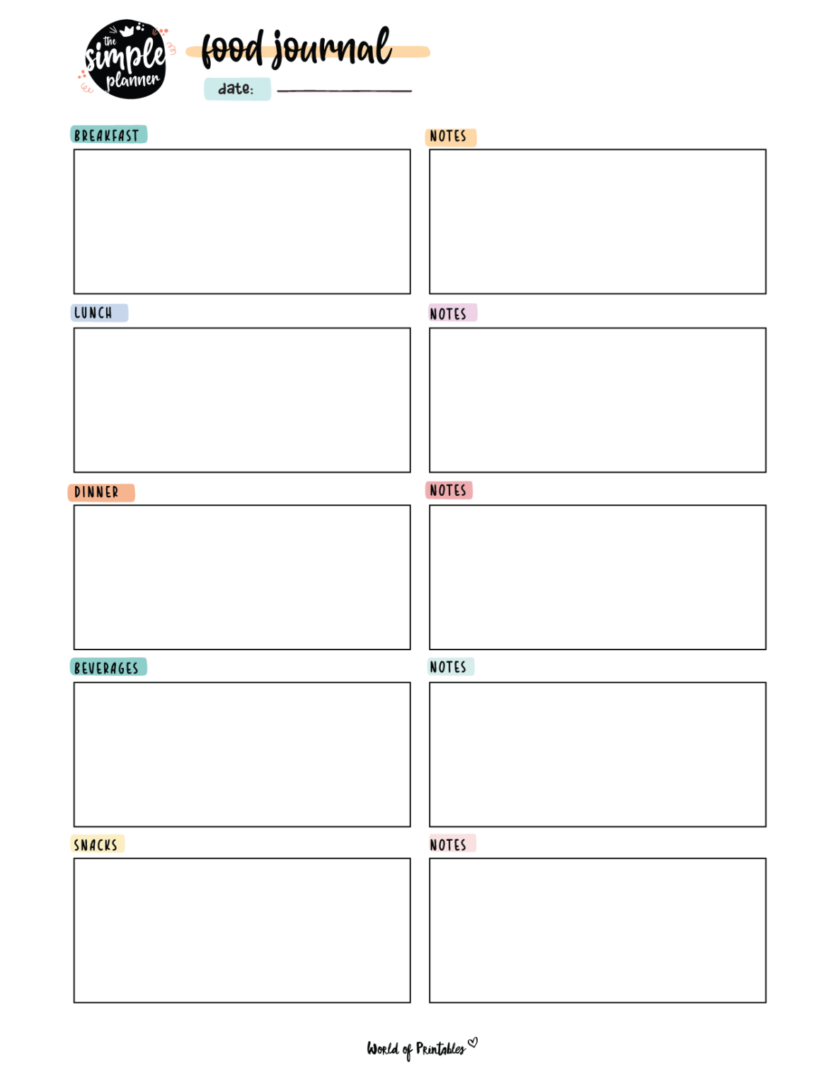 Food Journal Printables - World of Printables