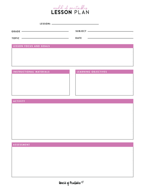 Lesson Plan Templates - World of Printables