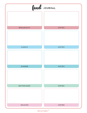 Food Journal Printables - World of Printables