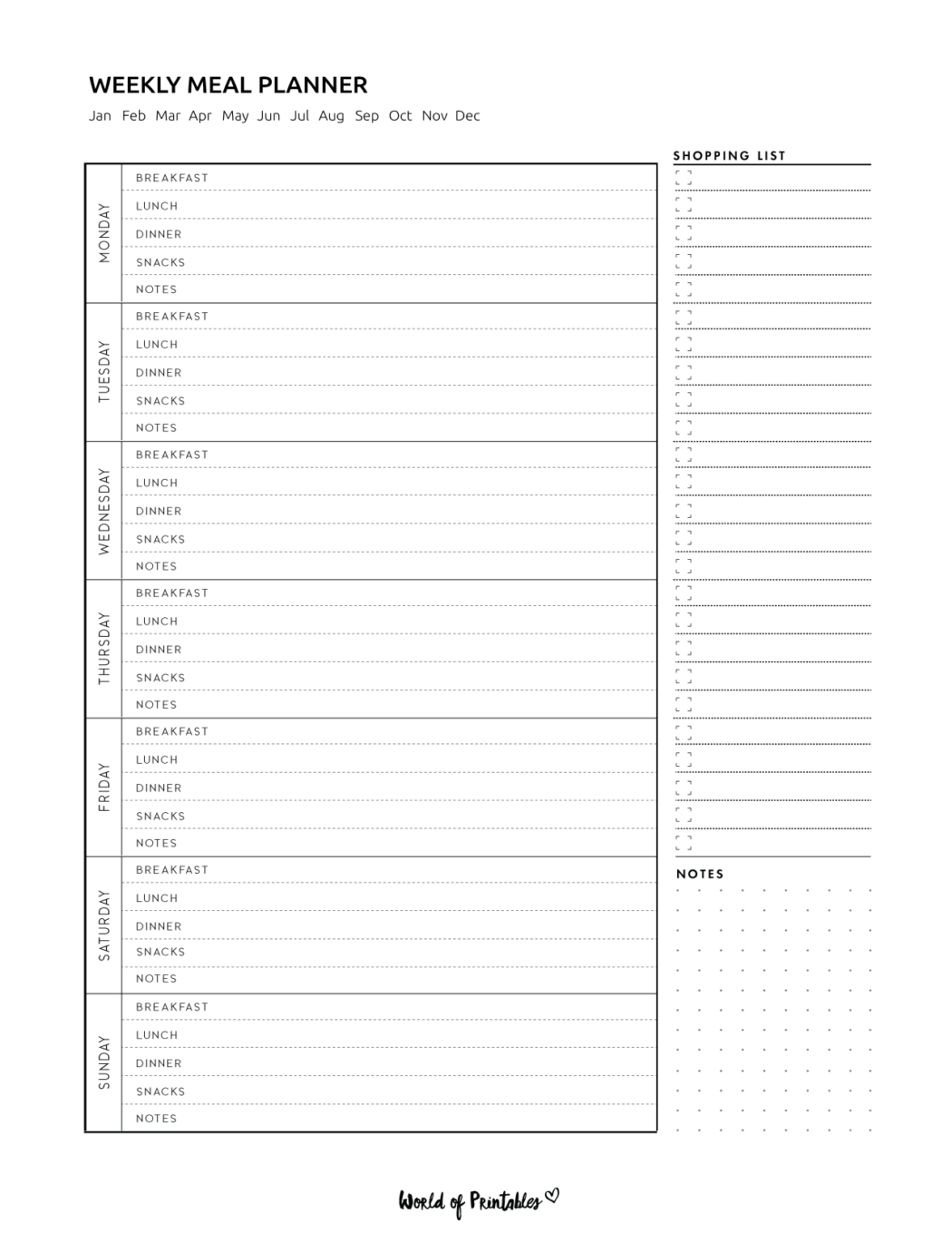 Weekly Meal Planner Templates - World of Printables
