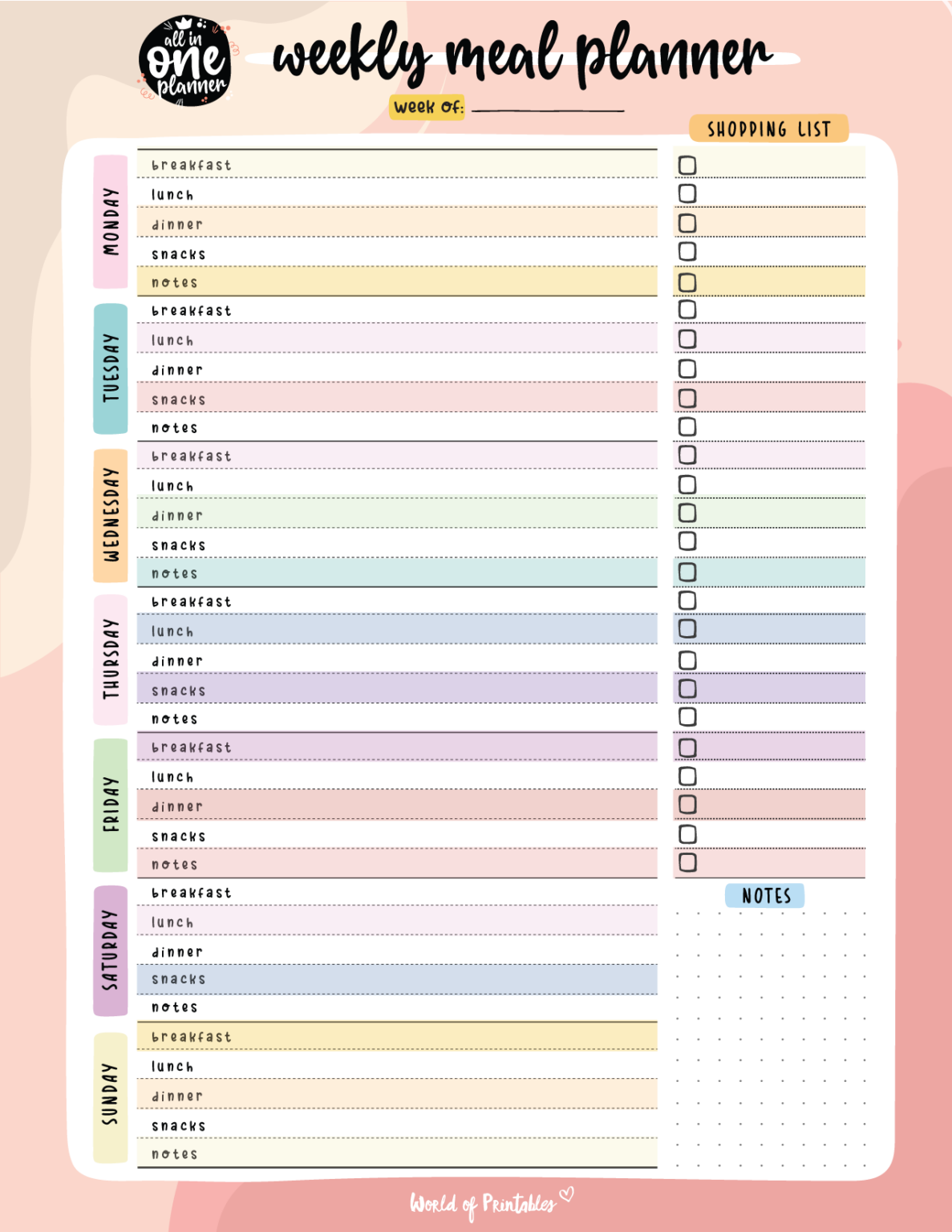 Weekly Meal Planner Templates - World of Printables