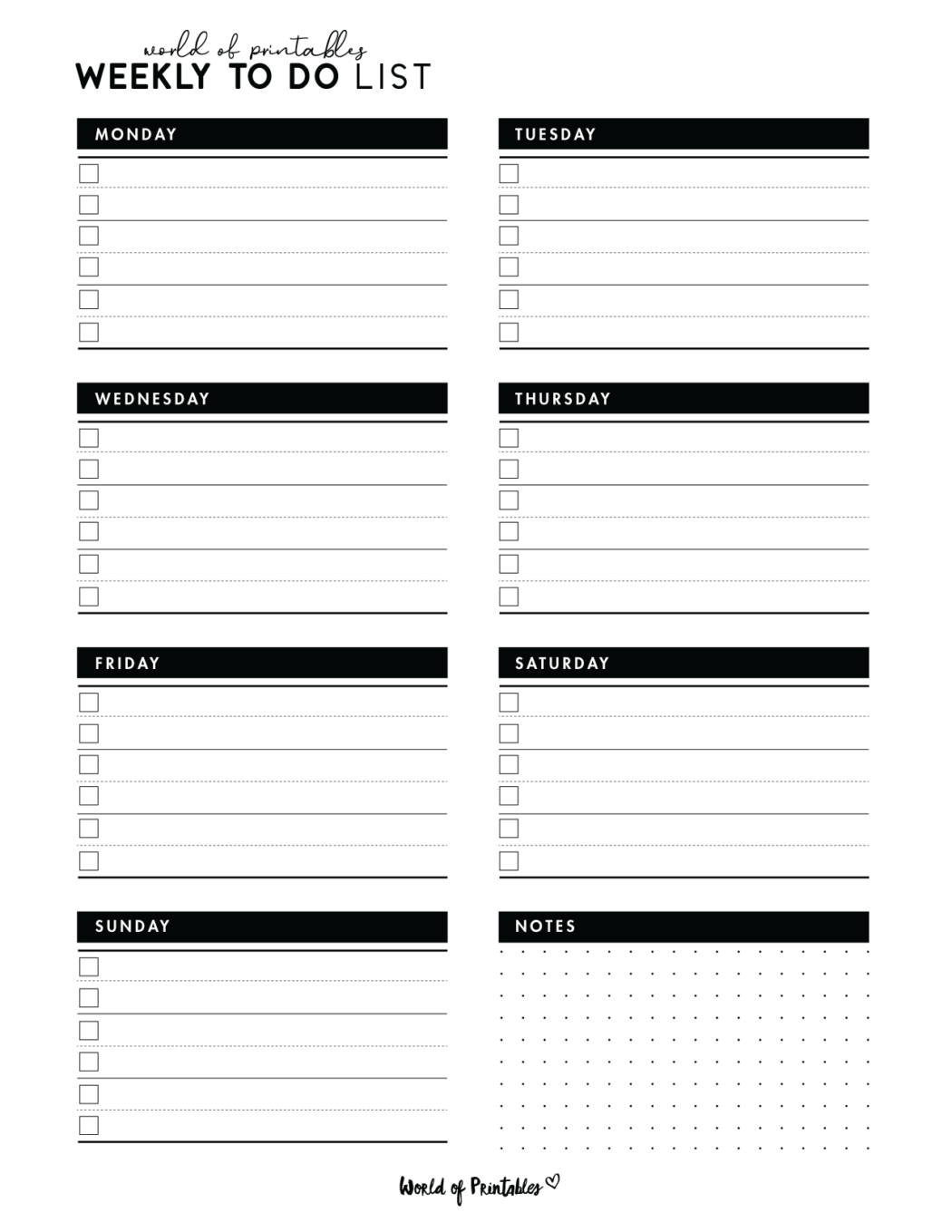 Weekly To Do List Templates - World of Printables