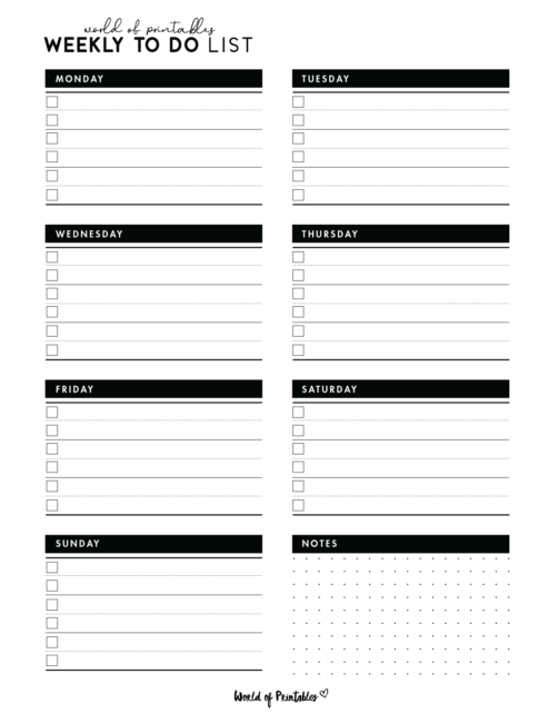 Weekly To Do List Templates - World of Printables
