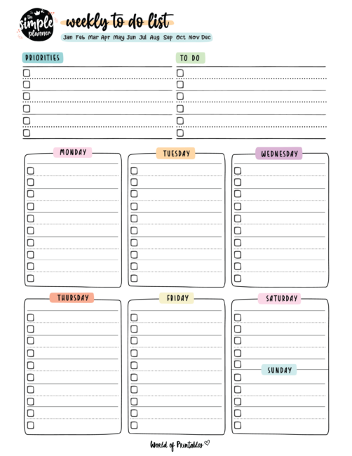 Weekly To Do List Templates - World of Printables