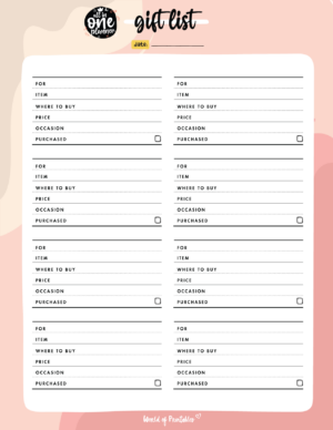 Gift List Templates - World of Printables