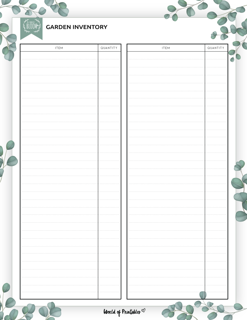 Printable Garden Inventory Template - World of Printables
