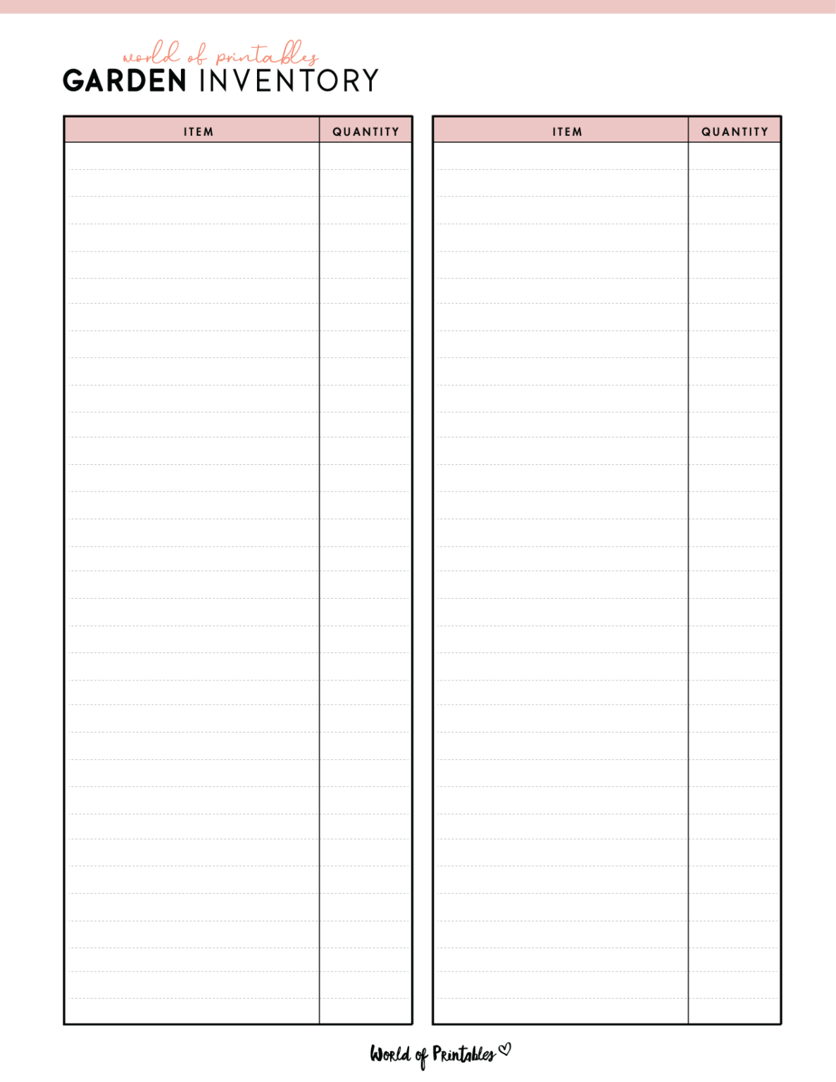 Printable Garden Inventory Template - World of Printables