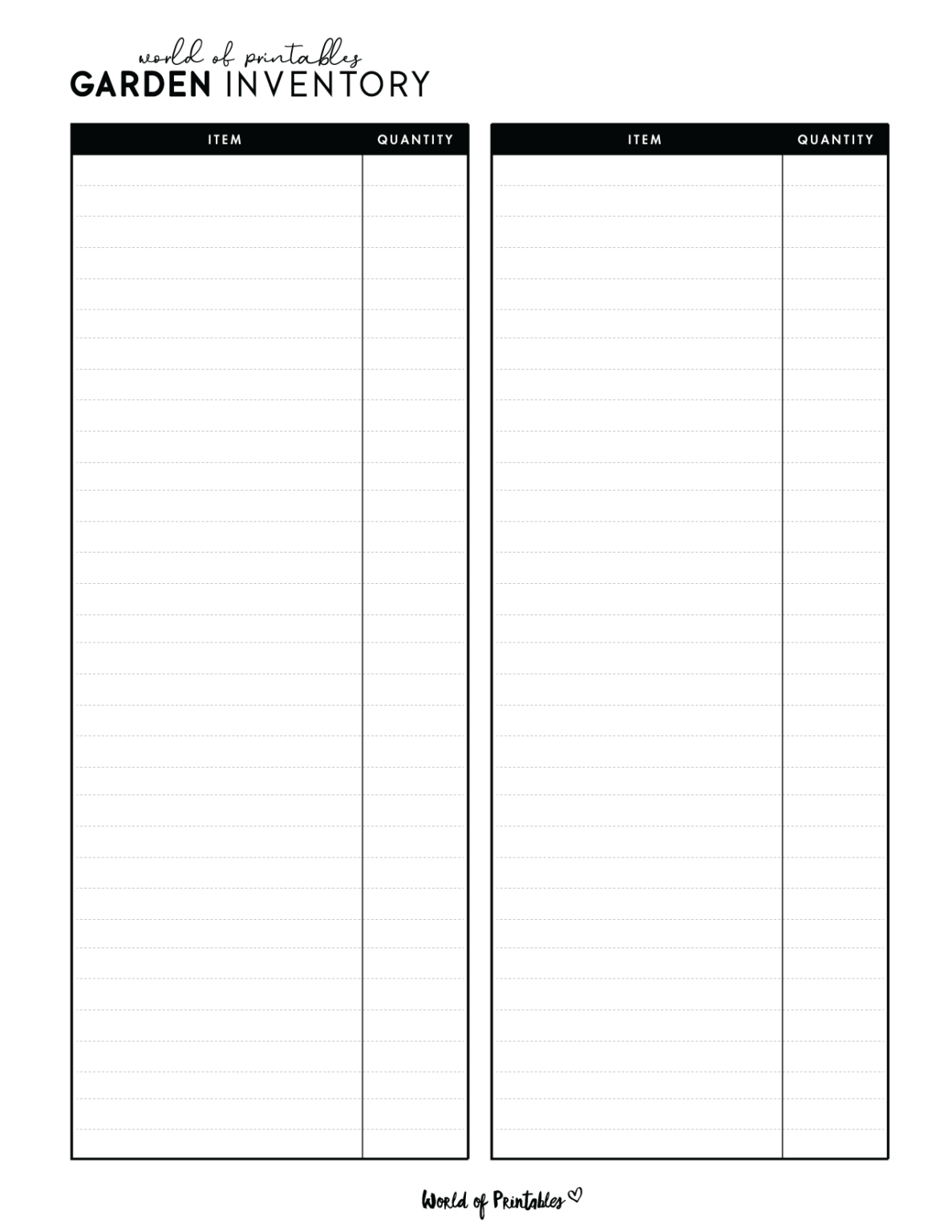 Printable Garden Inventory Template - World of Printables