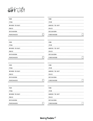 Gift List Templates - World of Printables
