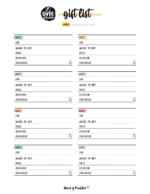 Gift List Templates - World of Printables