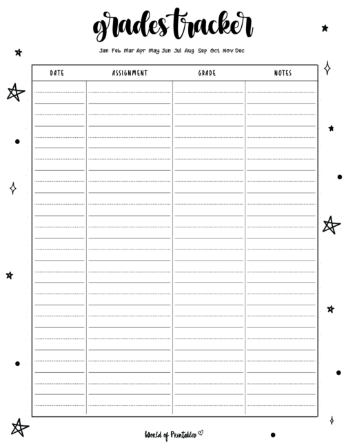Grade Trackers - World of Printables