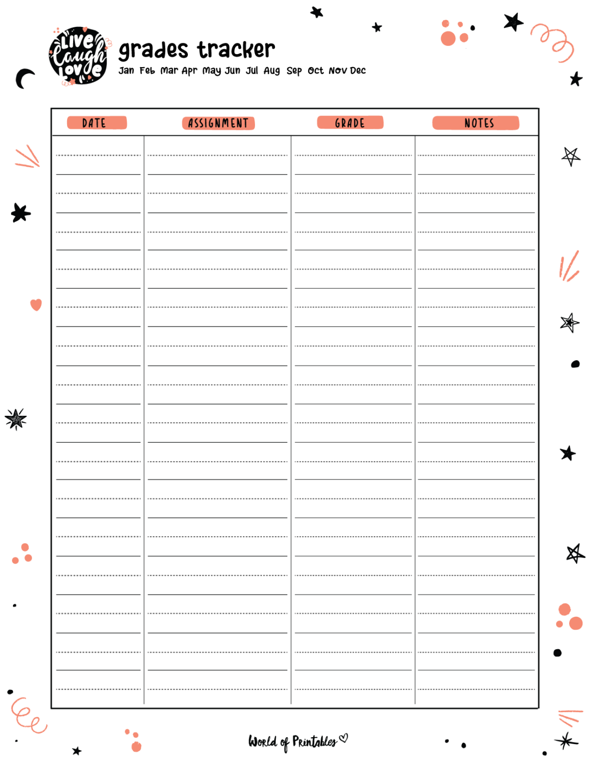Grade Trackers - World of Printables
