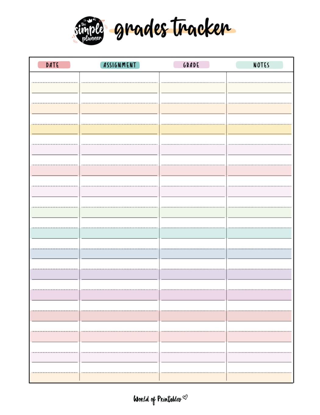 Grade Trackers - World of Printables
