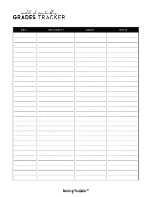 Grade Trackers - World of Printables