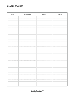 Grade Trackers - World of Printables