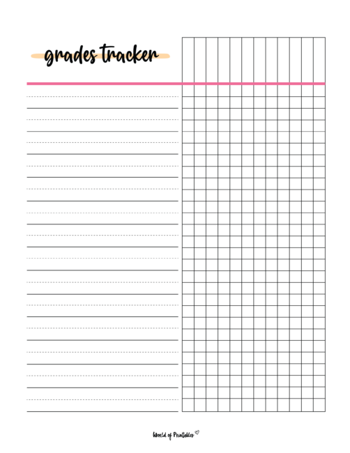 Grade Trackers - World of Printables
