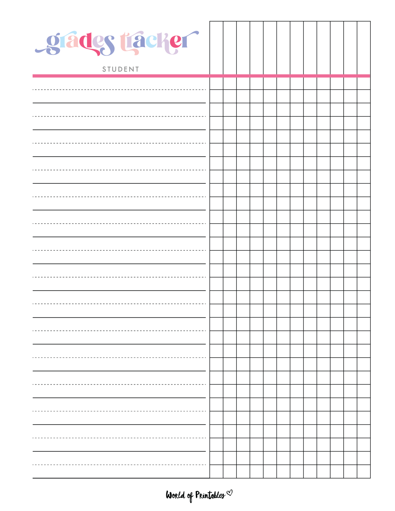 Grade Trackers - World of Printables