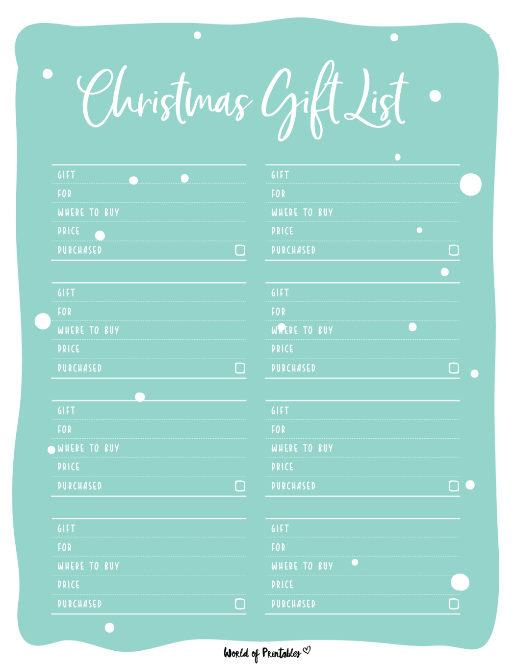 Gift List Templates - World of Printables