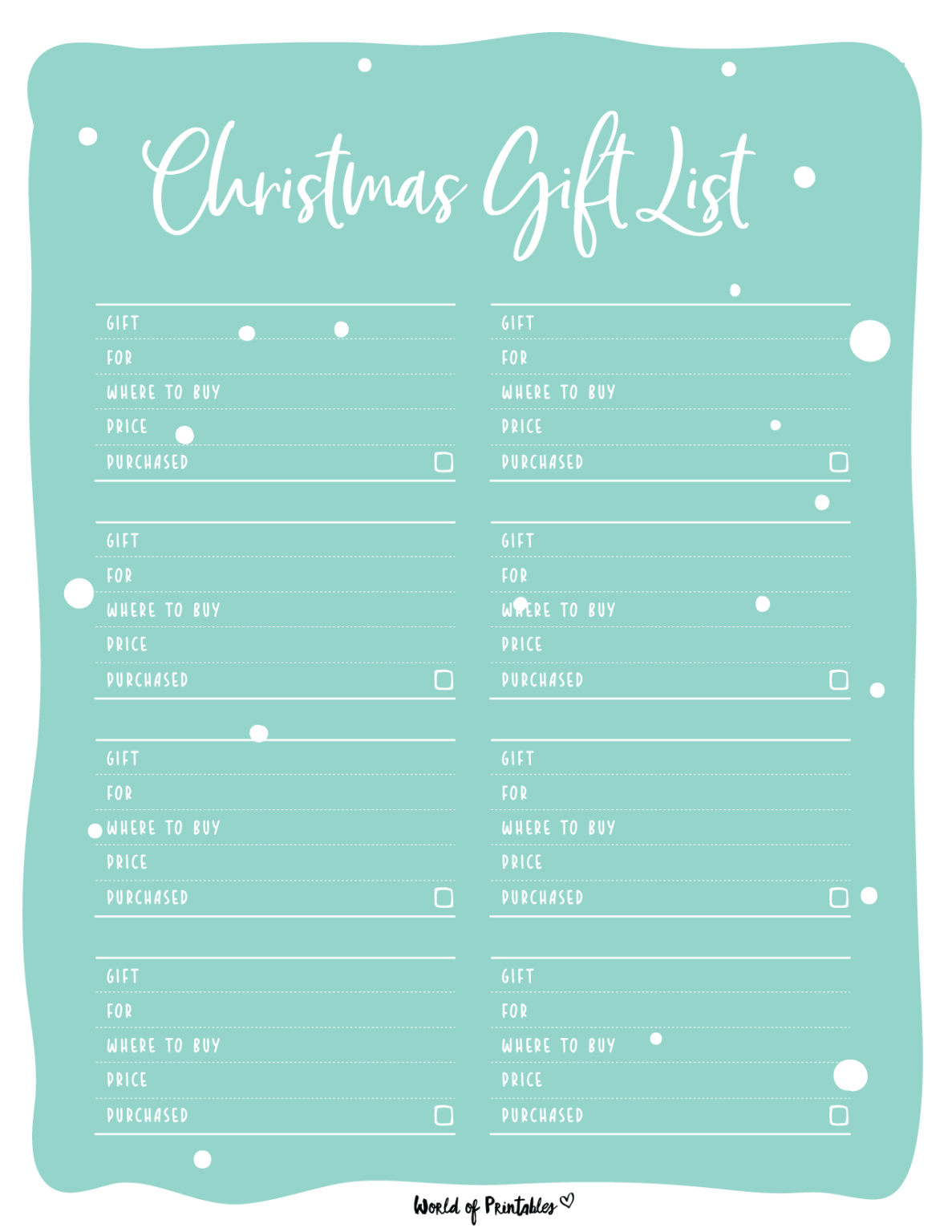 Gift List Templates - World of Printables