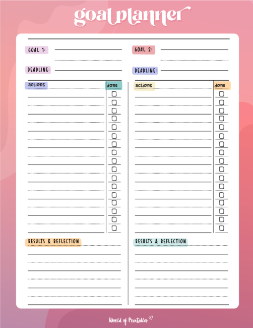 Goal Planner Templates - World of Printables