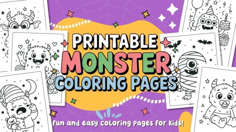 30 Free Monster Coloring Pages (Cute, Fun & Easy for Kids) - World of ...