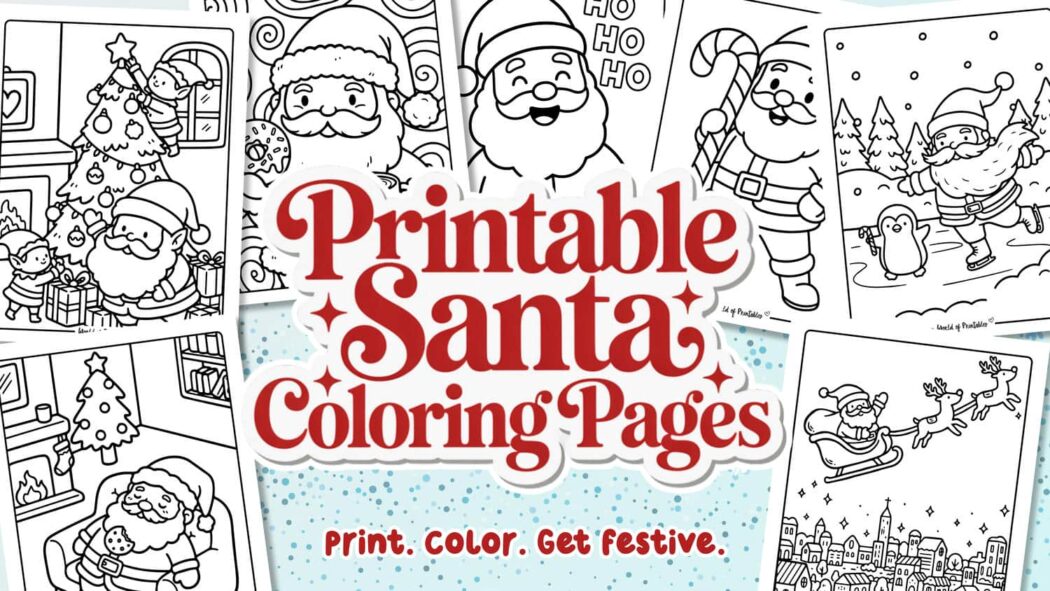 Free Santa Coloring Pages - Cute, Cozy & Fun for Christmas! - World of ...