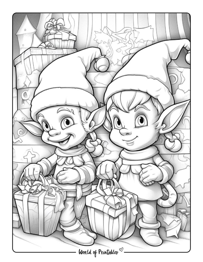Elf Coloring Pages For Kids & Adults - World of Printables