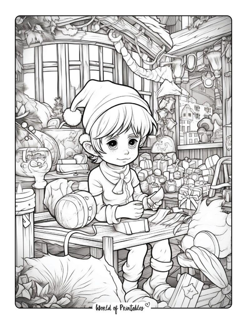 Elf Coloring Pages For Kids & Adults - World of Printables
