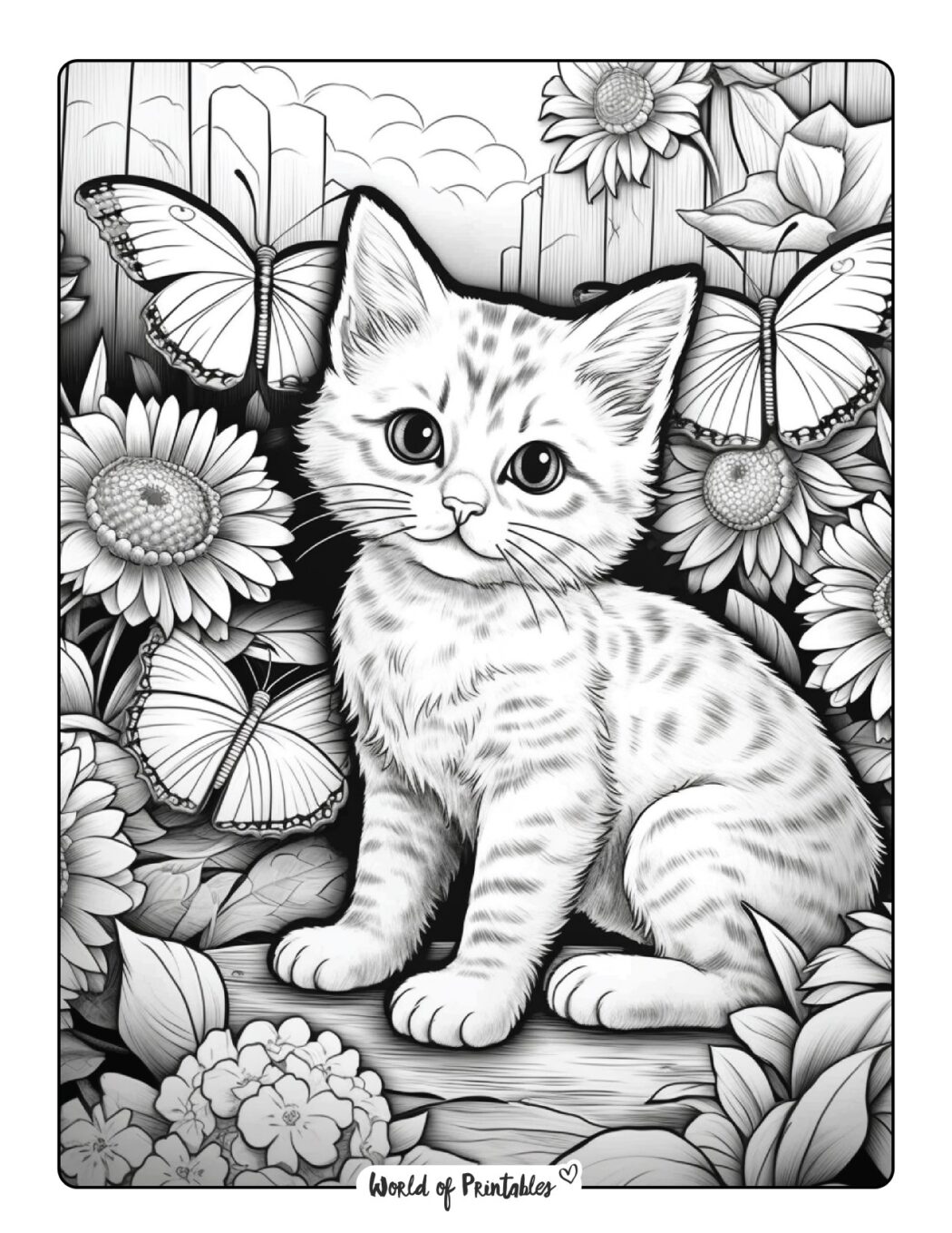 Kitten Coloring Pages - World of Printables