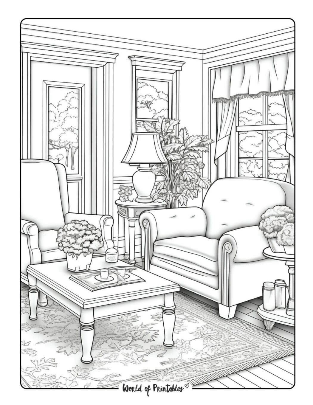 Room Coloring Pages - World of Printables