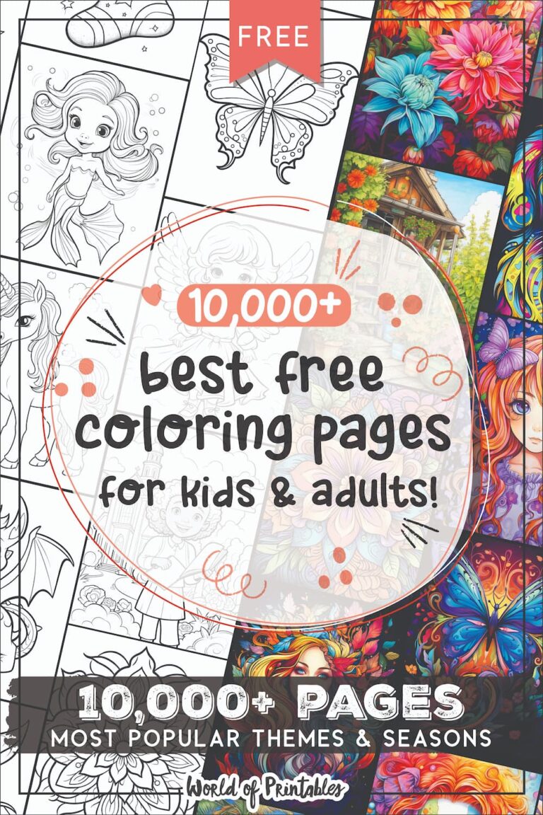 10,000 Best Free Coloring Pages For Kids & Adults - World of Printables
