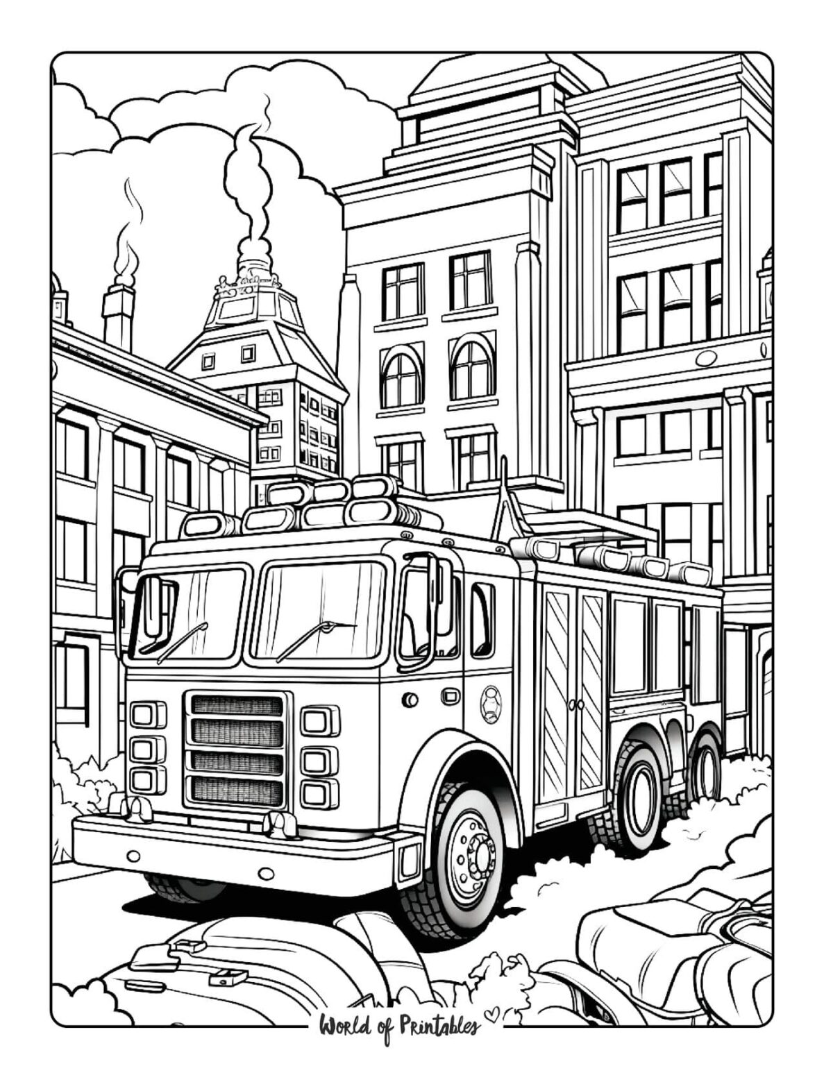 Fire Truck Coloring Pages For Kids & Adults - World of Printables
