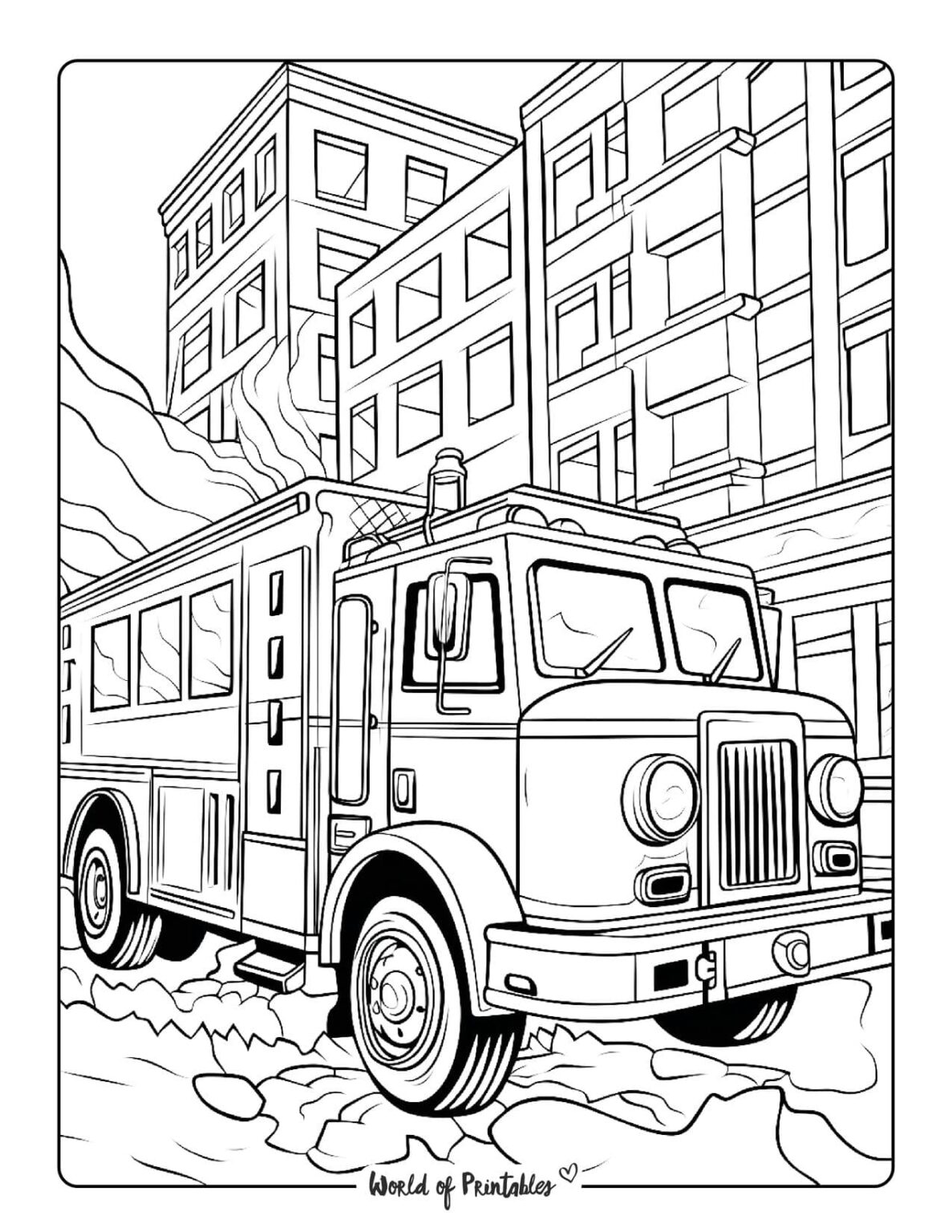 Fire Truck Coloring Pages For Kids & Adults - World of Printables
