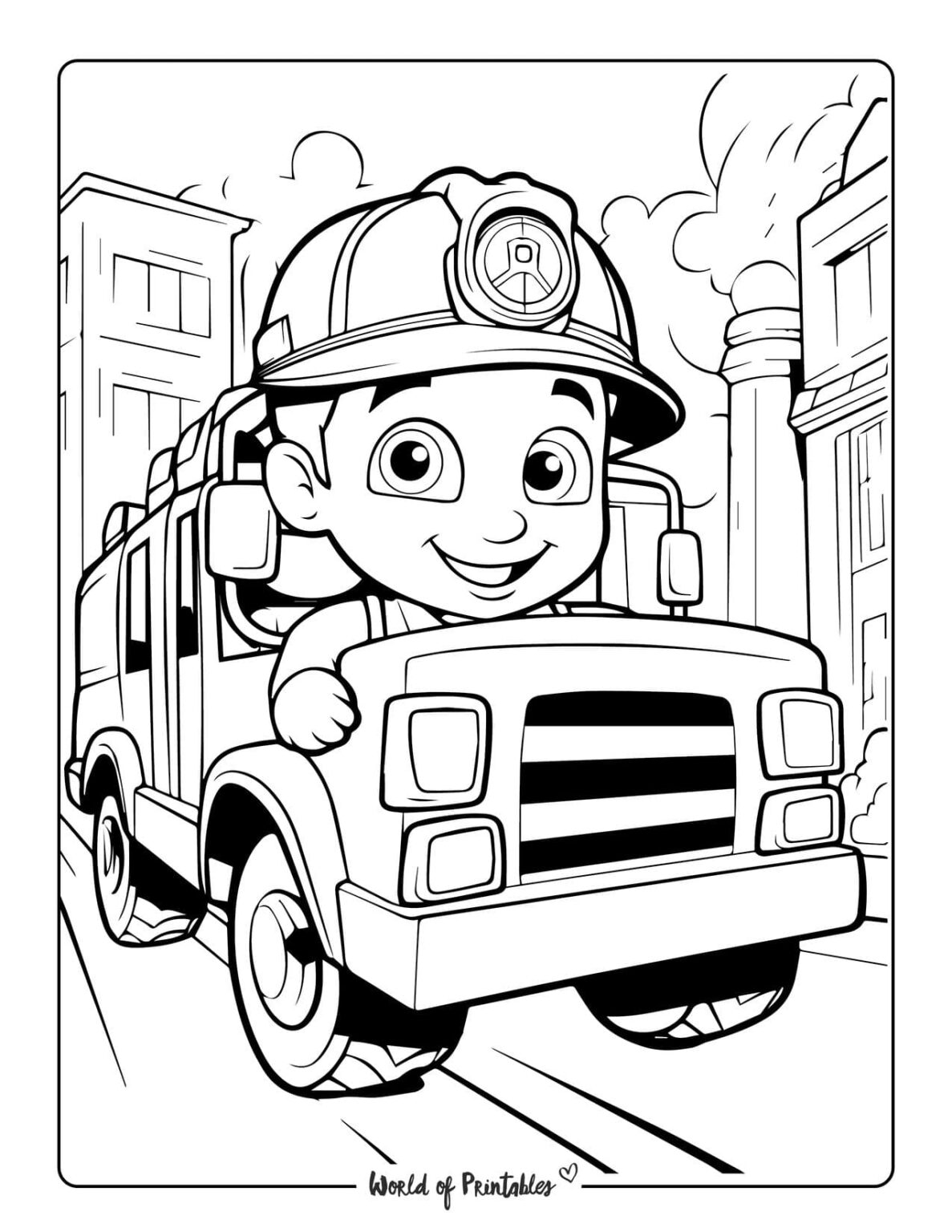 Fire Truck Coloring Pages For Kids & Adults - World of Printables
