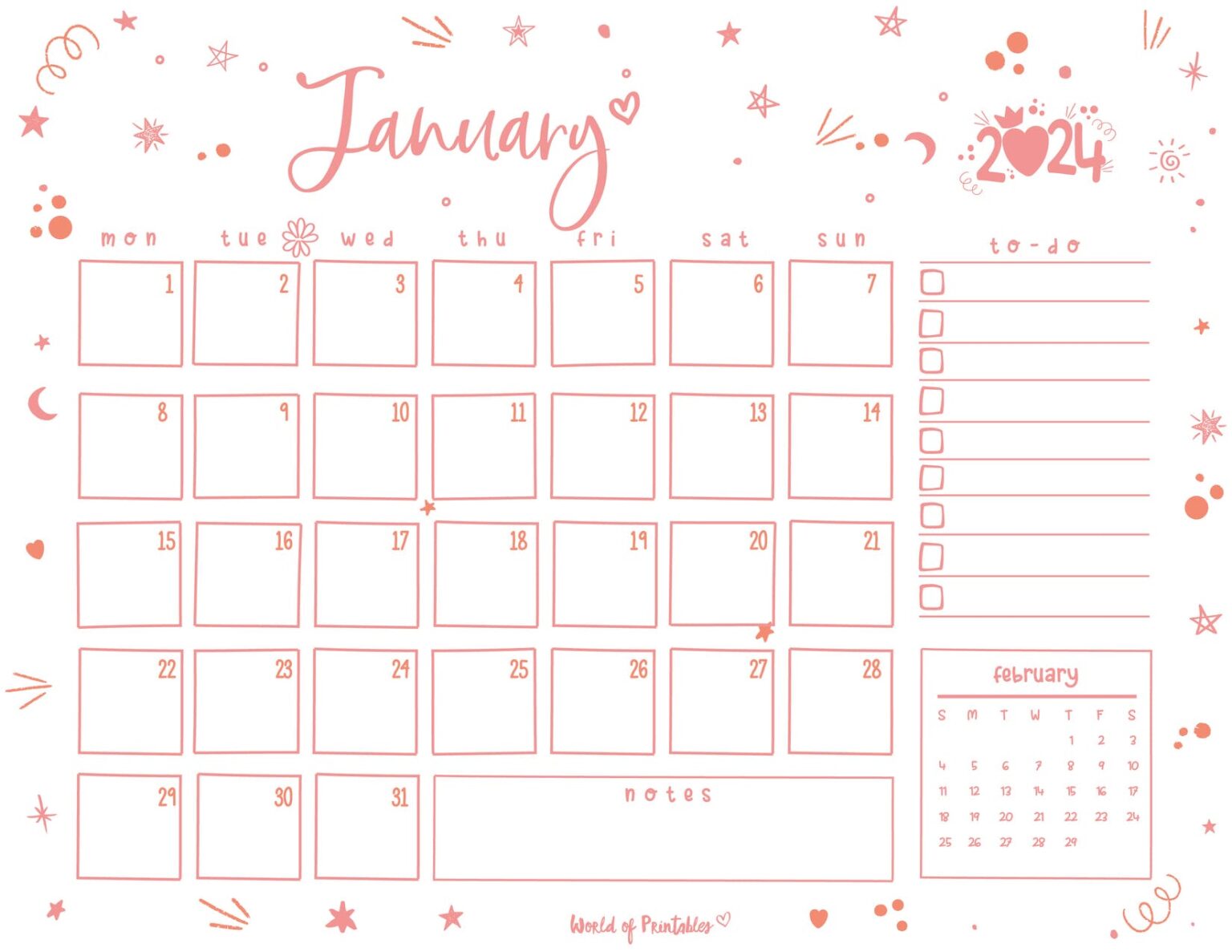 Free Printable January 2024 Calendars - World of Printables