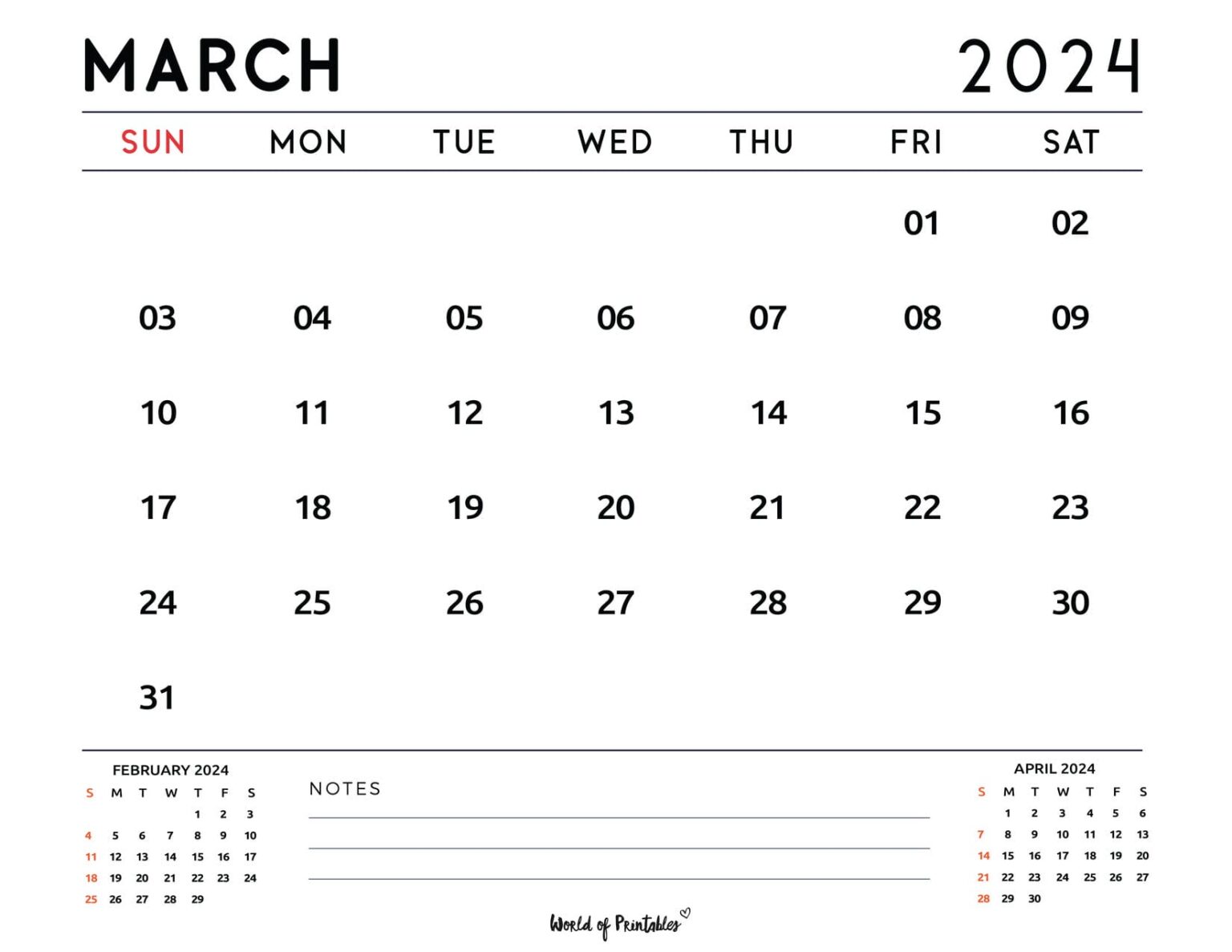 March 2024 Calendars | 100+ Best - World of Printables