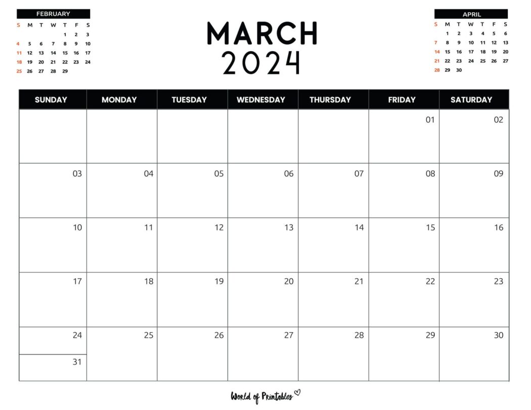 March 2024 Calendars | 100+ Best - World of Printables