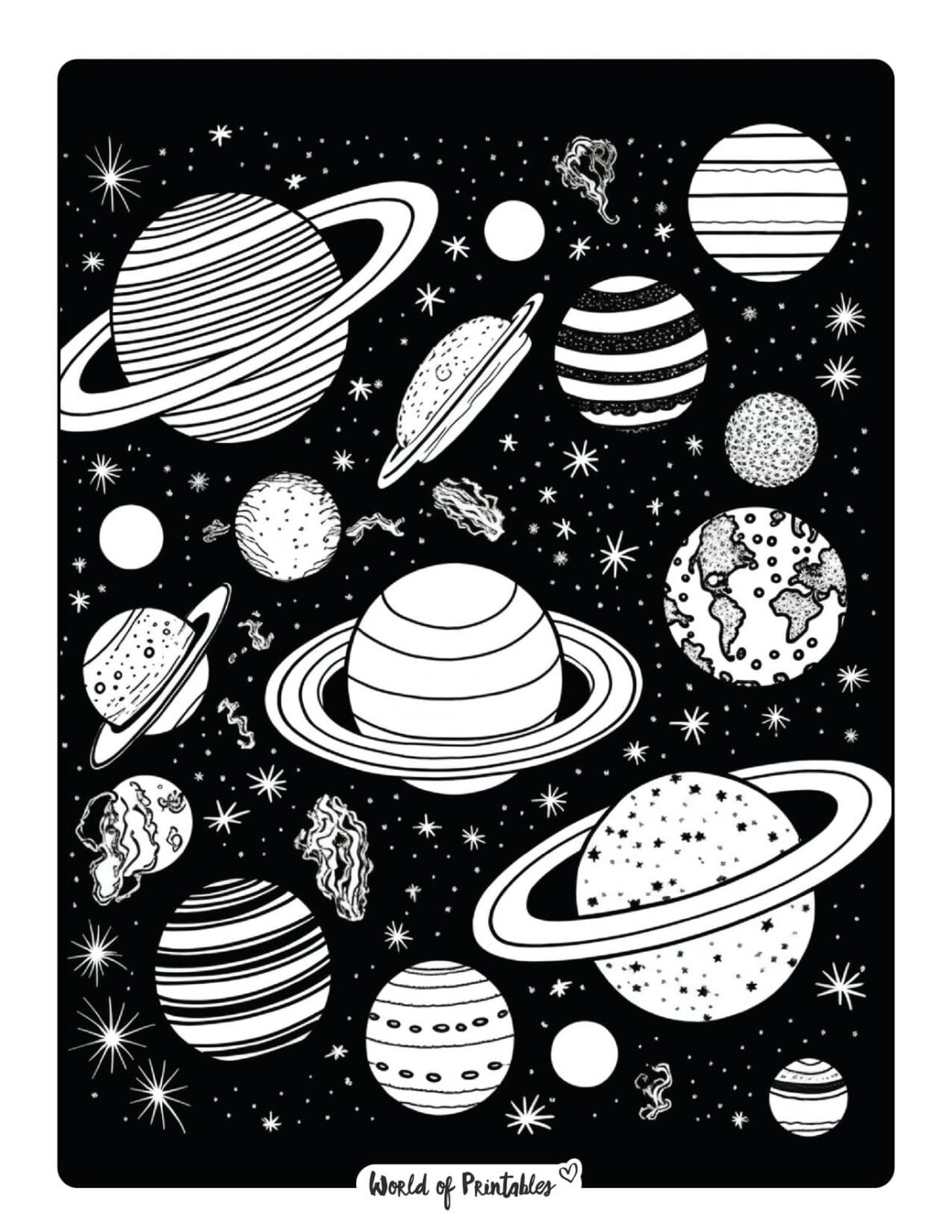 Planet Coloring Pages For Kids & Adults - World of Printables