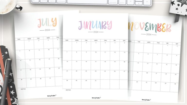 80+ Cute Calendars For 2024 - World of Printables