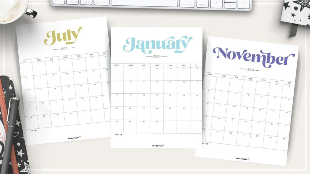 80+ Cute Calendars For 2024 - World of Printables