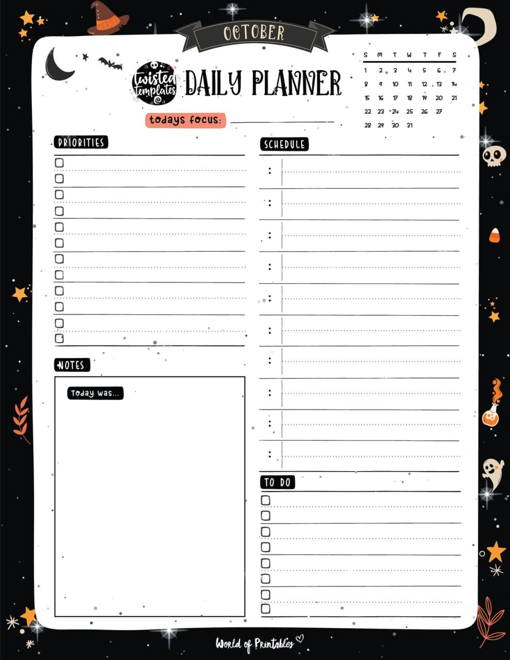 Free October Witchy Planners - World of Printables