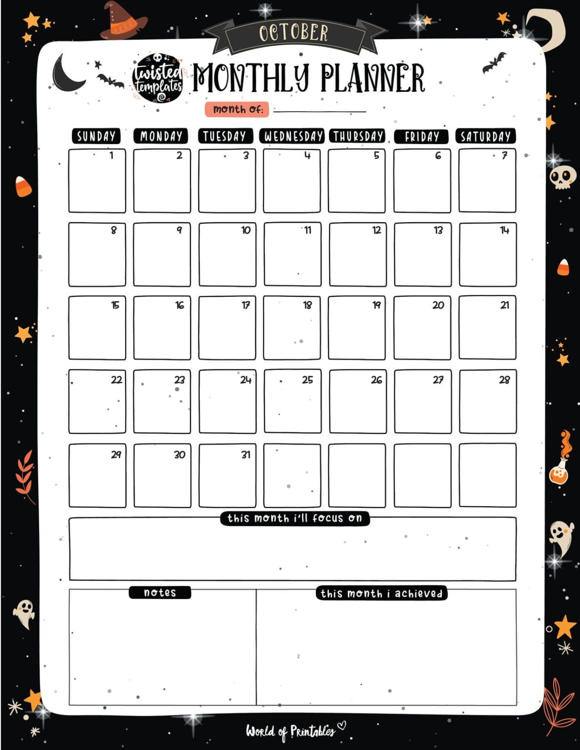 Free October Witchy Planners - World of Printables