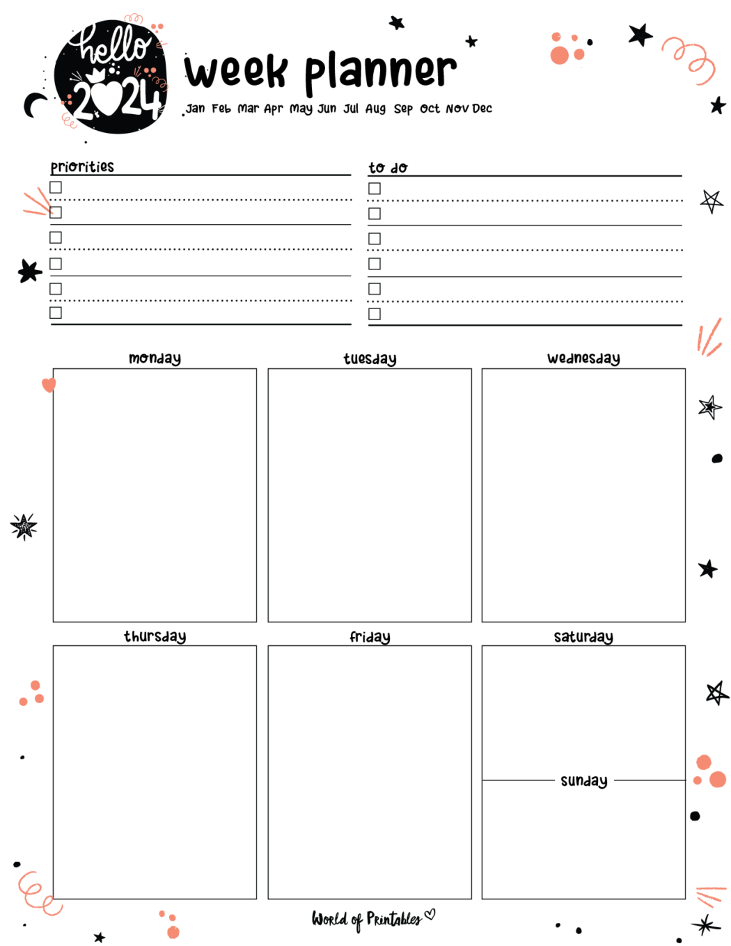 108 Cute Planner Pages To Print For Free - World of Printables