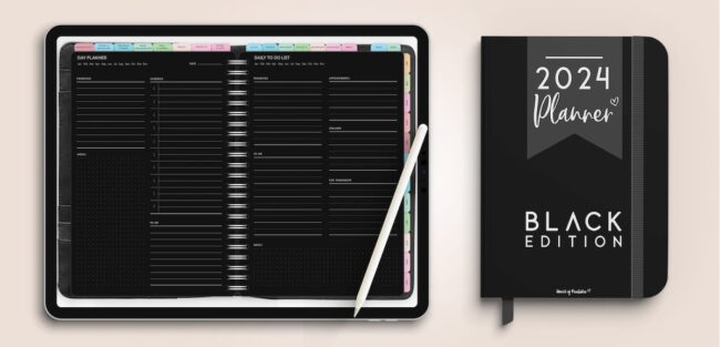 Free Black Digital Planner For iPad & GoodNotes - World of Printables