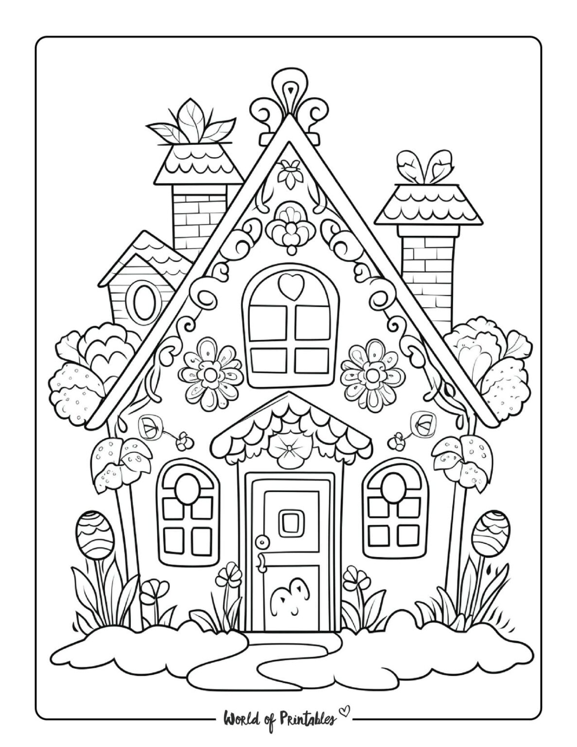 Gingerbread House Coloring Pages - World of Printables