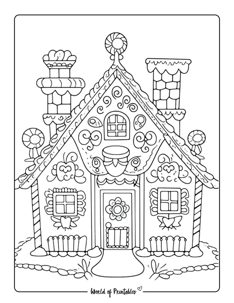 Gingerbread House Coloring Pages - World of Printables