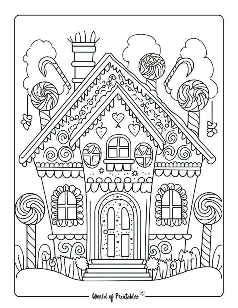 Gingerbread House Coloring Pages - World of Printables